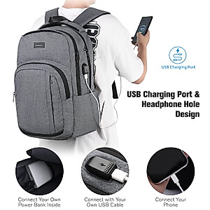 Bookbag School Backpack, Travel Backpack Anti Theft Laptop Backpack with USB Charging Port Water Resistant College Fits 15.6 Inch Notebook Over 3 Years Old