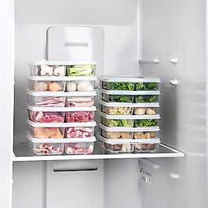 Angoily Veggie Bacon 2pcs Refrigerator Organizer Bins Divided Food Storage Containers with Lids Plastic Snack Container 4 Removable Boxes Stackable for Fridge S Bin Storage Organizer