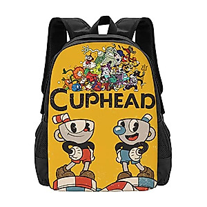 Woodyotime Cuphead & Mugman Show Teen/Adult School Bag Lightweight Backpack Laptop Rucksack Students College For Men Women Large Space