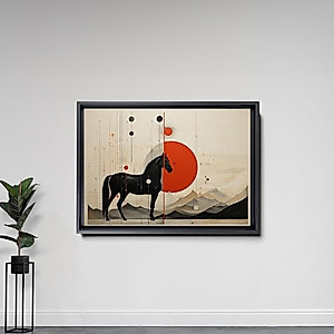 Majestic Black Stallion Galloping In The Clouds, Black Horse On Salt Flats, Canvas Print, Black Horse Print, Black Horse Wall Art