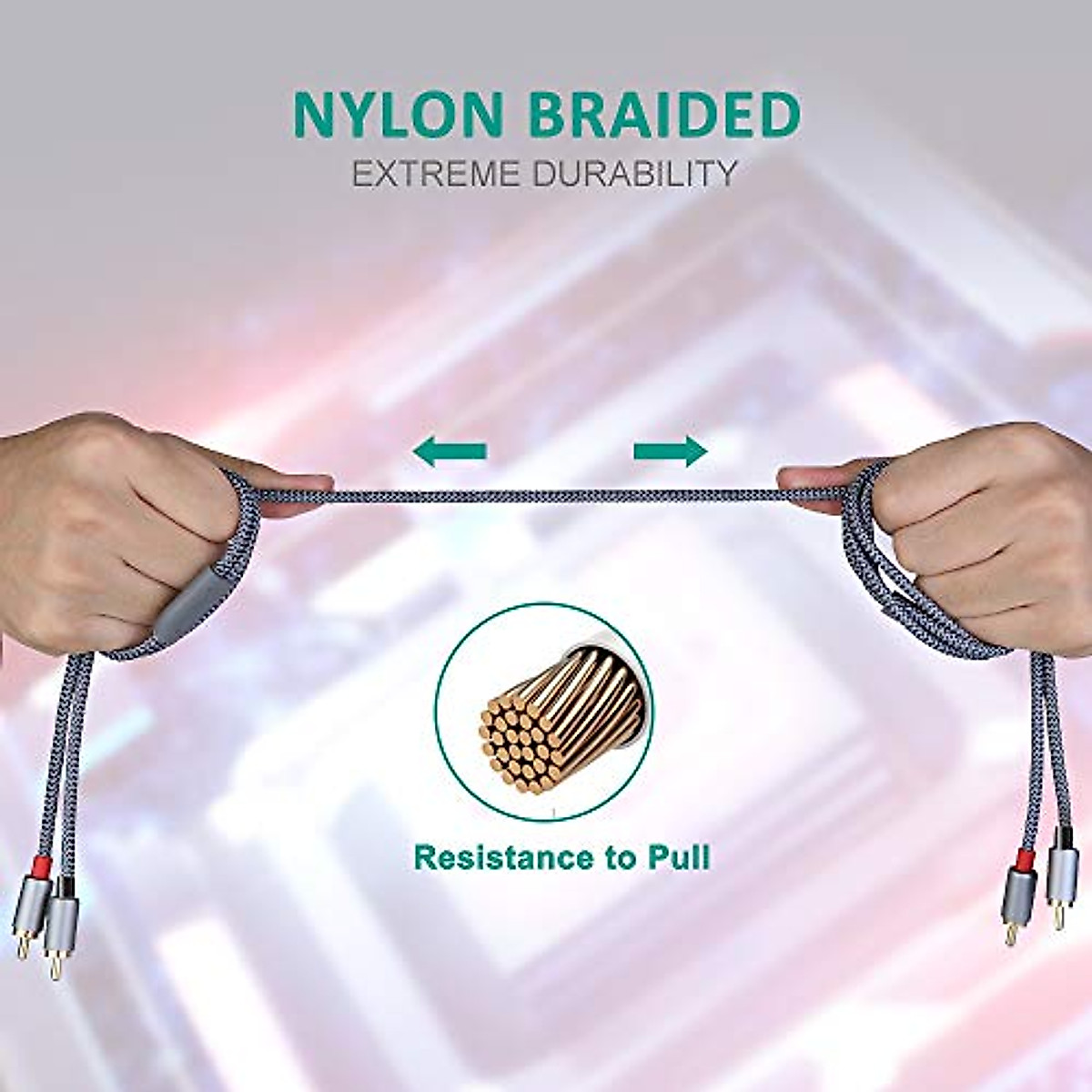 Goalfish RCA Cable, 2-Male to 2-Male RCA Audio Stereo Subwoofer Cable [2Pack,Hi-Fi Sound,Shielded] Auxiliary Audio Cord for Home Theater, HDTV, Amplifiers, Hi-Fi Systems,Speakers- 6 Feet, Top Series