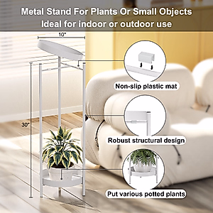 Fashionoda Plant Stand,2 Tier Metal Flower Plants Holder with 2 Removable Display for Indoor or Outdoor,Pot Plant Planter Display(30 X 10in,White)