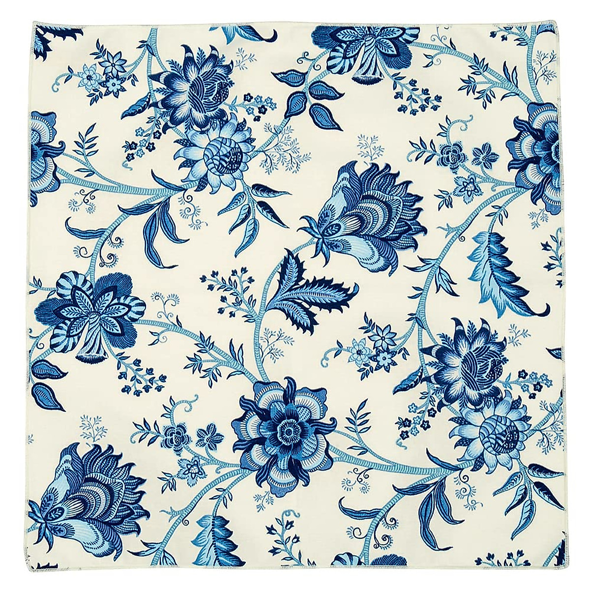 Decorative Things Cloth Napkins Set of 4 Cotton Table Linen Napkins Dinner 18" Backyard Beach Wedding Table Décor Pool Party Blue, Off White USA Made