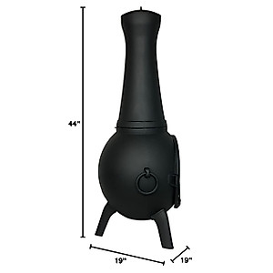 The Blue Rooster Prairie Fire Chiminea Outdoor Fireplace - Wood Burning Cast Aluminum Deck or Patio Firepit