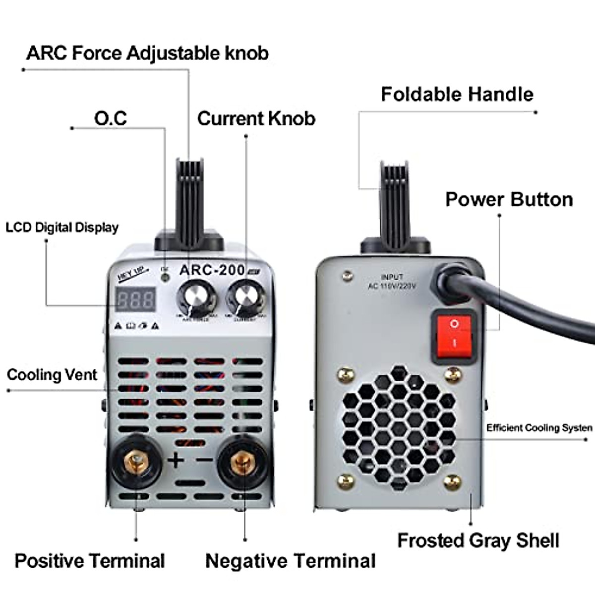 Stick Welder,110V/220V Dual Voltage 200Amp ARC Welding Machine IGBT Inverter Portable Lightweight DC Welder LCD Display for Beginner with Electrode Holder Clamps Welder