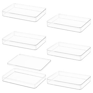 Clear Acrylic Square Cube Plastic , Worasign 6 Pack Plastic square cube containers with Lid Plastic Storage Boxes 7x4.7x1 Inches for Candy Pill ,Tiny Jewelry Beads, Coins, and findings, Craft Supplies, Sewing