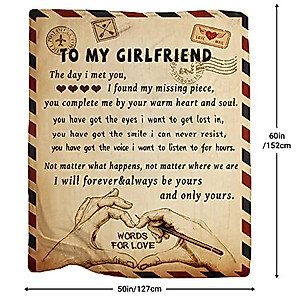 AOOCHUSS Gifts for Girlfriend to My Girlfriend Blanket Romantic Gifts for Her I Love You Throw Blankets Birthday Anniversary Cute Presents from Boyfriend Soft Blankets for Bed Sofa 50"x60"