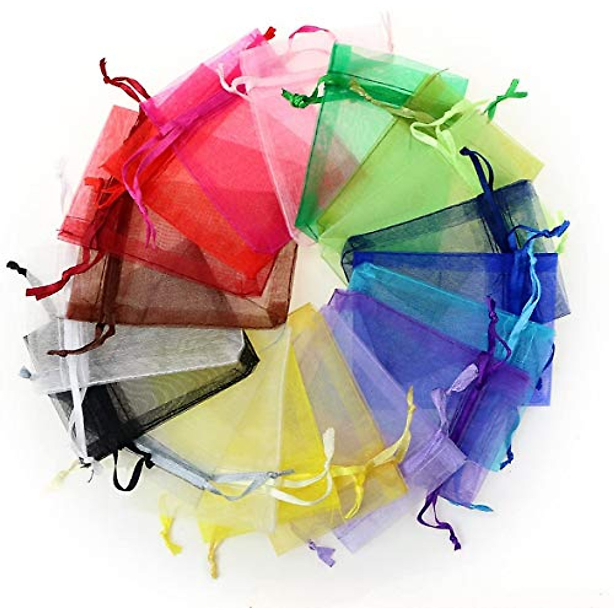 Akstore 50Pcs 3.15"x4"(8x10cm) Sheer Drawstring Organza Jewelry Pouches Wedding Party Christmas Favor Gift Bags (White, 3.15x4)