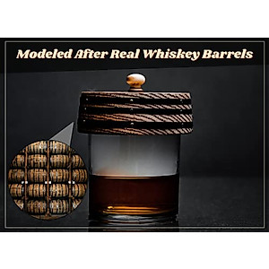 Whiskey Barrel Design Cocktail Smoker Kit with Torch and 4 Flavored Wood Chips (Oak, Hickory, Mesquite, and Cherry) - Old Fashioned Cocktail Kit/Bourbon Smoker Kit; Whiskey Smoker, Bourbon Gifts for Men (No Butane)