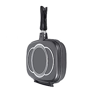 GLOGLOW Double Sided Frying Pan, Anti Scalding Handle Mini Frying Pan Portable Grill Pot Omelette Pot Vintage Aluminum Frying Pan Grill Cookware Kitchen Supplies