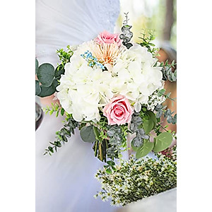 AVIVIHO White Hydrangea Silk Flowers Heads Pack of 10 Ivory White Full Hydrangea Flowers Artificial with Stems for Wedding Home Party Shop Baby Shower Decor