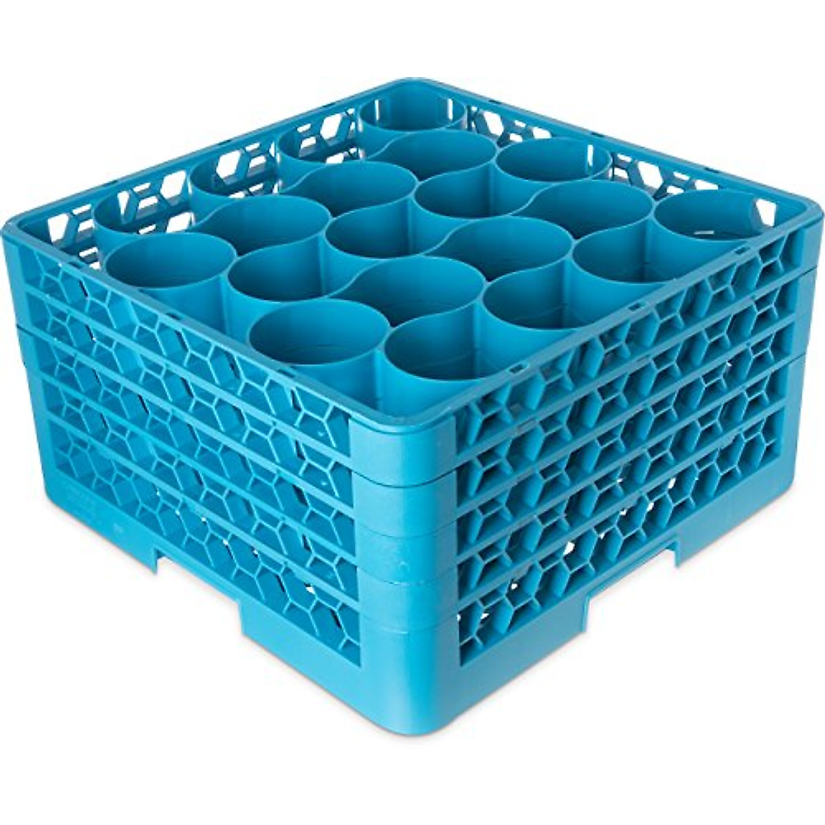 Carlisle FoodService Products RW20-314 OptiClean NeWave Polypropylene 20-Compartment Glass Rack with 4 Extenders, 19-3/4" Length x 19-3/4" Width x 10.30" Height, Blue (Case of 2)