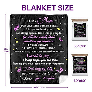 TUCVHOX Gifts for Mom, to My Mom Blanket from Daughter, Mom Birthday Gifts, Mom Ideas Gifts from Kids, Birthday, Mother's Day, Christmas, Thanksgiving Blanket Gifts for Mom, 50 "X60“