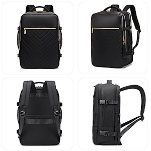 Shaelyka Personal Item Bag for Airlines, 18x14x8 Inches Carry on Luggage, Flight Approved Large Suitcase, 15.6 inches Laptop, Black-gold