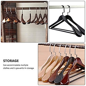 Hemoton Wide Shoulder Wooden Hangers Wood Suit Hanger Coat Hanger with Non Slip Pants Bar for Dress Jacket Heavy Clothes Hangers Black 45X25.5CM