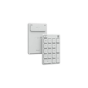 Microsoft Number Pad - Glacier. Standalone Number Pad for Numeric Input. Wireless, Bluetooth 18-Key Number Pad with Up to 24 Months Battery Life