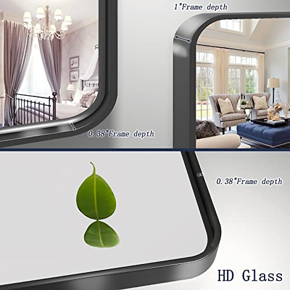 Abelockand 22" x 30" Black Rectangle Matte Black Metal Framed Bathroom Mirror, Wall Mounted Black Vanity Mirror, Horizontally or Vertically