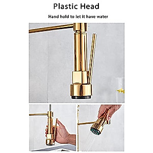 Kitchen Sink Faucet for Bar Farmhouse Commercial, Golden/Brushed Nickel/Chrome Spring Kitchen Faucet, Swivel Side Sprayer Dual Spout Kitchen Tap, 360 Rotation Kitchen Sink Cold Water Faucet (Color :