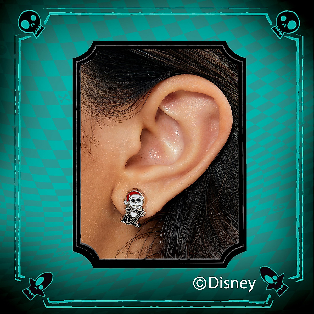 Disney The Nightmare Before Christmas Womens Stud Earrings and Necklace Set - Jack and Sally Necklace - Jack Skellington Stud Earrings