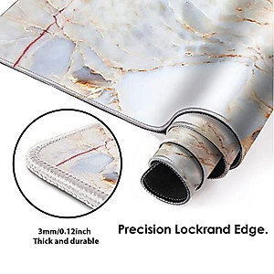 ZYCCW Large Gaming XXL Mouse Pad, Oversized Extended Mouse Mat Pink Marble Desk Pad Keyboard Pad (31.5"x11.8"x0.12") Non-Slip Rubber Stitched Edges(Marble)