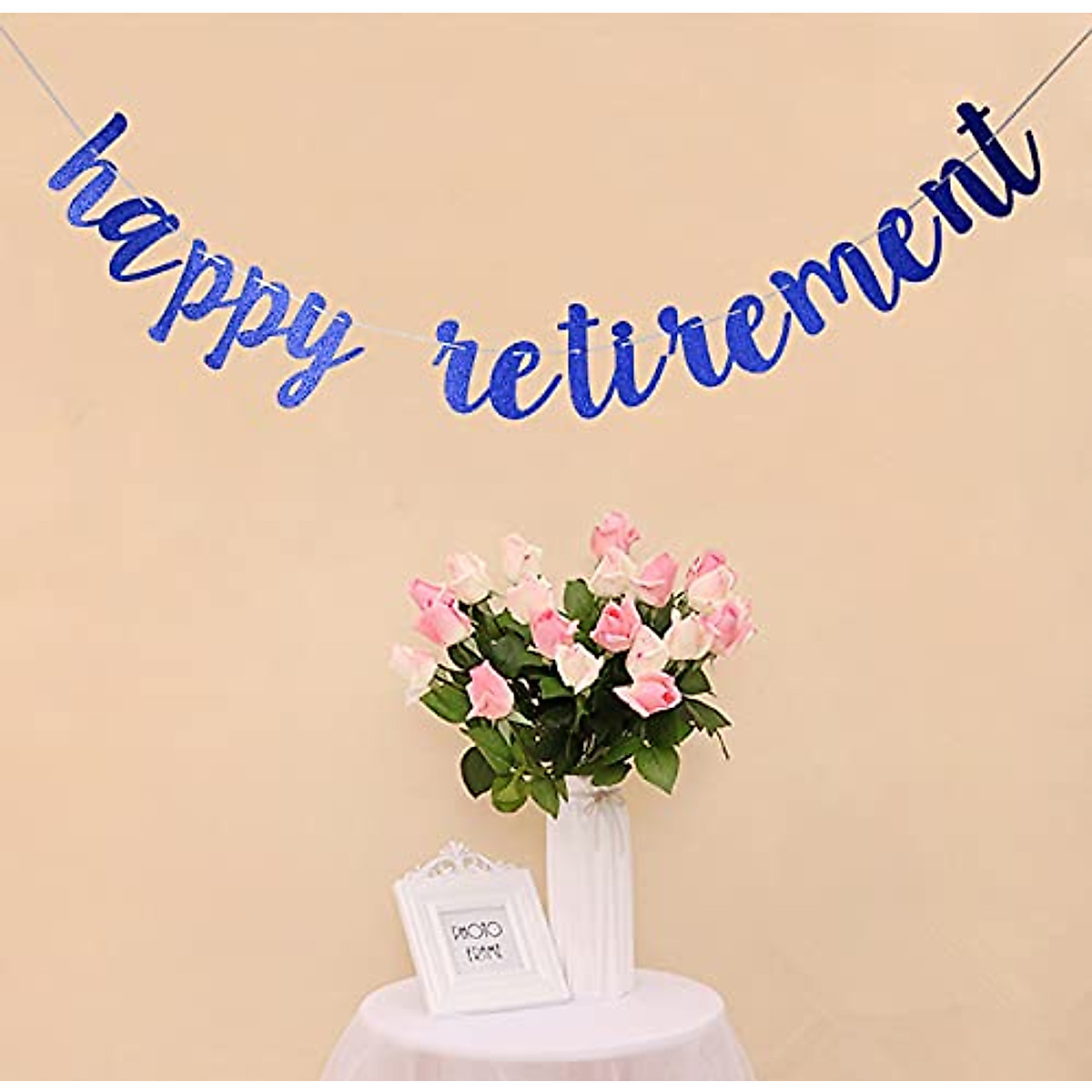 StarsGarden Happy Retirement Banner, I'm Retired, Goodbye Tension Hello Pension, Goodluck We Will Miss You Retirement Party Hanging Paper flag(Blue)