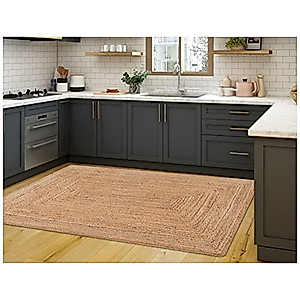 4x6 Rug,Rug 4x6', Rag Rugs,Jute Rug,Braided Rug, Jute Rugs, Jute Handloom Rug 4x6', Farmhouse Area Rugs, Natural Braided Doormat for Kitchen Entryway Pets Playing Rugs - Natural