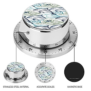 Kitchen Timer, Kitchen Timers for Cooking, Kitchen Timer Magnetic, Ocean Dolphins Pattern Waterproof Time Timer Stainless Steel Multiuse for Home Baking Cooking Oven