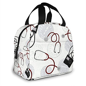 Kslai Calling All Nurses Blood Pressure White Lunch Bag Tote Bag Lunch Bag for Women Lunch Box Insulated Lunch Container