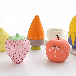 Cute Fruit Kitchen Timer Kitchen Craft Mechanical Wind Up 60 Minutes Timer 360 Degree Rotating Timer Kitchen Cooking Timer (Apple)
