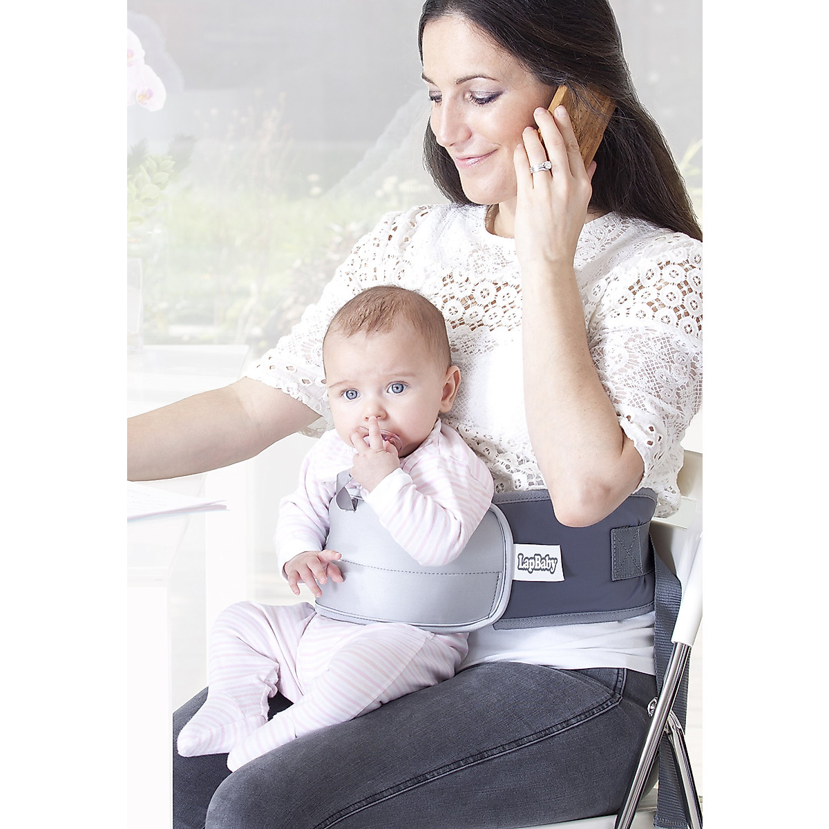 Primo LapBaby - Ergonomic, Adjustable, and Portable Infant Seating Aid for Travel, Feeding, and Working from Home with Animal Print Drop Cloth