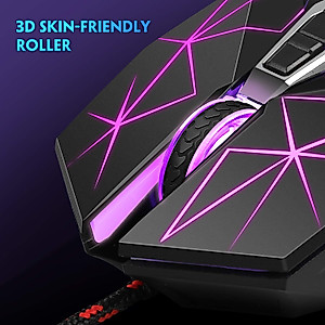 MageGee G10 Gaming Mouse Wired, 7 Colors Breathing LED Backlit Gaming Mouse, 6 Adjustable Speeds, Ergonomic Optical Computer Mouse with 7 Buttons for Windows PC Gamers