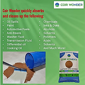 Coir Wonder 3-in-1 Oil Absorbent, Paint Hardener & Sweeping Compound – 15 Liter (15.9 Quarts) – for Oil, Biohazard, Body Fluid Spill Kit – Coco Husk Granules – Absorbing More Than Clay Litter & Mats