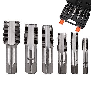 HORUSDY 6-Piece NPT Pipe Tap Set, Sizes Includes 1/8", 1/4", 3/8", 1/2", 3/4" and 1"