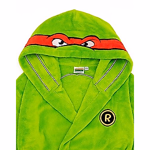 Teenage Mutant Ninja Turtles Boys Hooded Bathrobe Kids Superhero Dressing Gown in Green Cosy Comic Fleece Children Toddlers