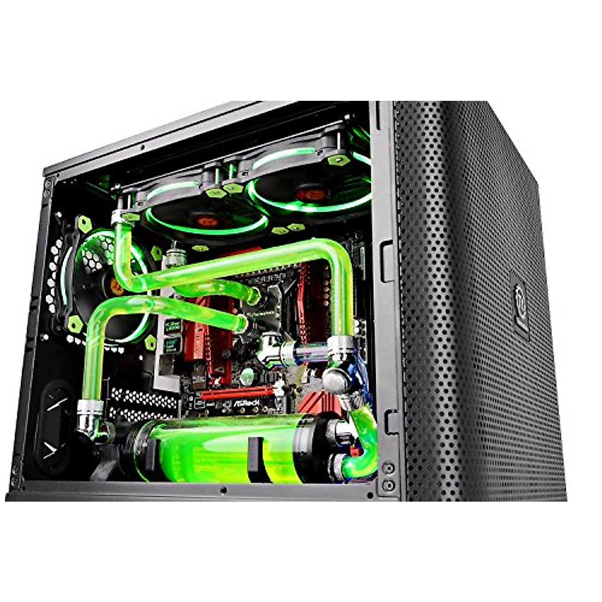 Thermaltake Core V21 SPCC Micro ATX, Mini ITX Cube Gaming Computer Case Chassis, Small Form Factor Builds, 200mm Front Fan Pre-installed, CA-1D5-00S1WN-00 Black