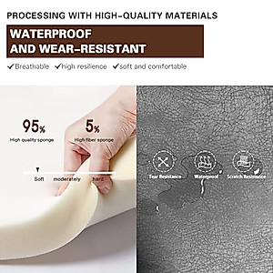 YEEFY Upholstered Dining Chairs Set of 2 & 4 & 6 Faux Leather Accent Chair Living Room Chairs Kitchen & Dining Room Chairs Comfy Reading Chair for Bedroom Mid Century Modern Arm Chair (Gray, 2)