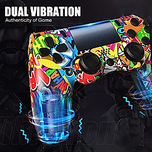 TEBALO Wireless Controller Compatible with PS-4/Pro/Slim Game Console, Bluetooth Controller Rechargeable with Enhanced Dual Vibration, Analog Sticks, 6-Axis Motion Sensor, Yellow