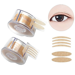 Waterproof Invisible Double Eyelid Tape - 1200 Pieces Natural Fiber Eyelid Lifter Strips, Eye Lift Tape for Droopy Lids, 2 Rolls Invisible Eye Stickers, Big Eye Decoration
