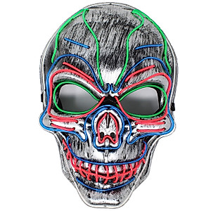 JOYIN Halloween LED Purge Scary Mask Light Up LED Mask Cool Costume Accessories (Skull)