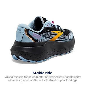 Brooks Women’s Caldera 6 Trail Running Shoe - Black/Blue/Yellow - 8 Medium