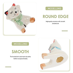 Hemoton 5pcs Chopsticks Rests，Cute Cat Chopsticks Rest Ceramic Chopsticks Holder Rack for Dinner Fork Spoon Knife Tableware