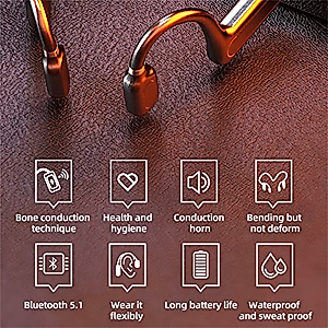 Wireless Bluetooth Bone Conduction Headphones 5.1 Ergonomic Intelligent Noise Reduction Earhook Earphone Lightweight Waterproof Sweatproof 8Hrs Playtime Bluetooth Headset for Sports (Red)