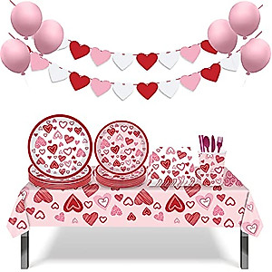 Valentines Day Tablecloth Party Decoration Supplies, Heart Shape Valentines Day Table Cover Happy Valentine's Day Table Decorations - 2PCS