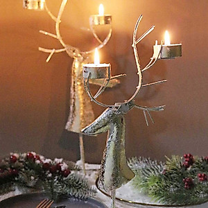 Lingtoolator Holder,Christmas Deer Candlestick Style Candle Holder Retro Center Party Ornament Decor,for Home Hotel Restaurant Dining Table Well Made (Size : 4523cm)