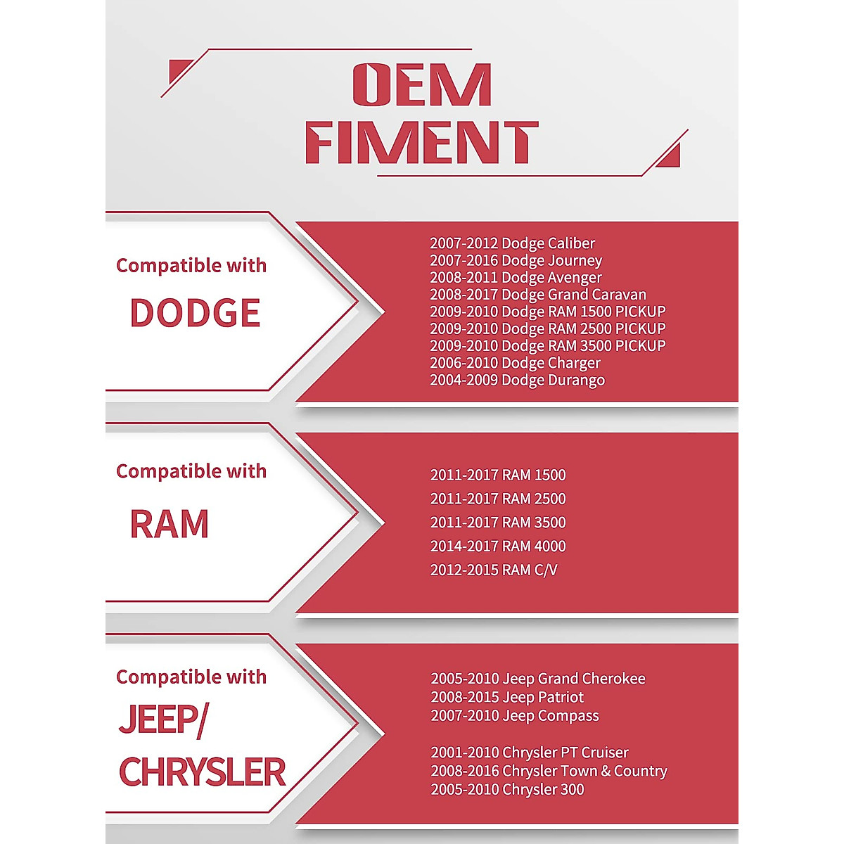 Windshield Washer Nozzles Kit, Replacement for Chrysler, Dodge, Jeep, Ram - OTUAYAUTO Washer Jet and Fluid Hose with Connector