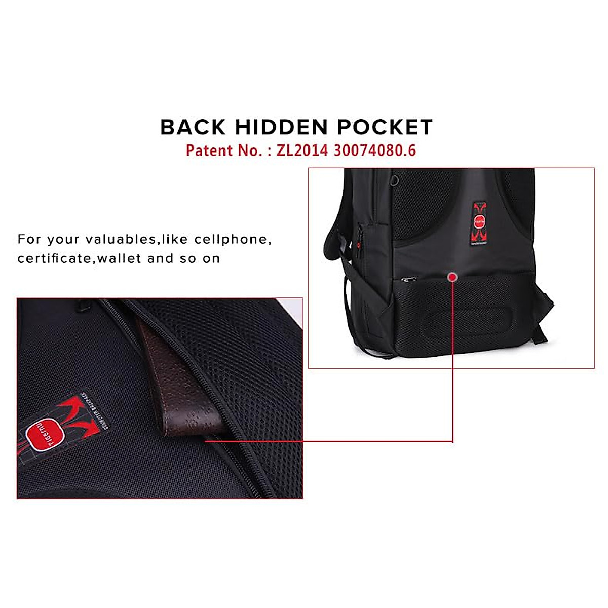 Tigernu Street Style 15.6" Laptop Backpack, Black, 3/4 x 17-inch