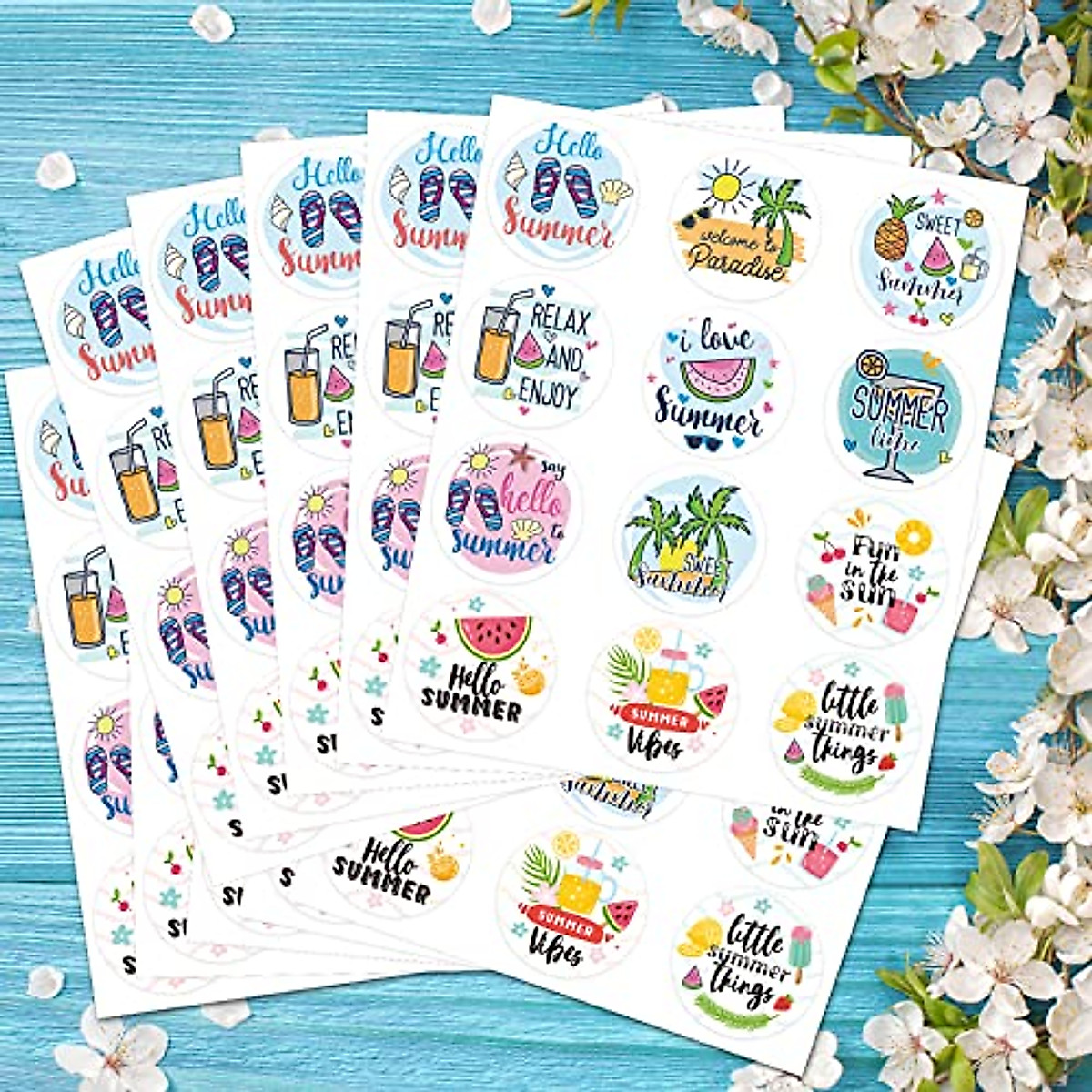Lucleag 360PCS Summer Stickers for Kids, Individual Cute Hello Summer Beach Watermelon Beer Ice Cream Pineapple Stickers for Hawaii Tropical Party Decoration Summer Party Favor Candy Stickers