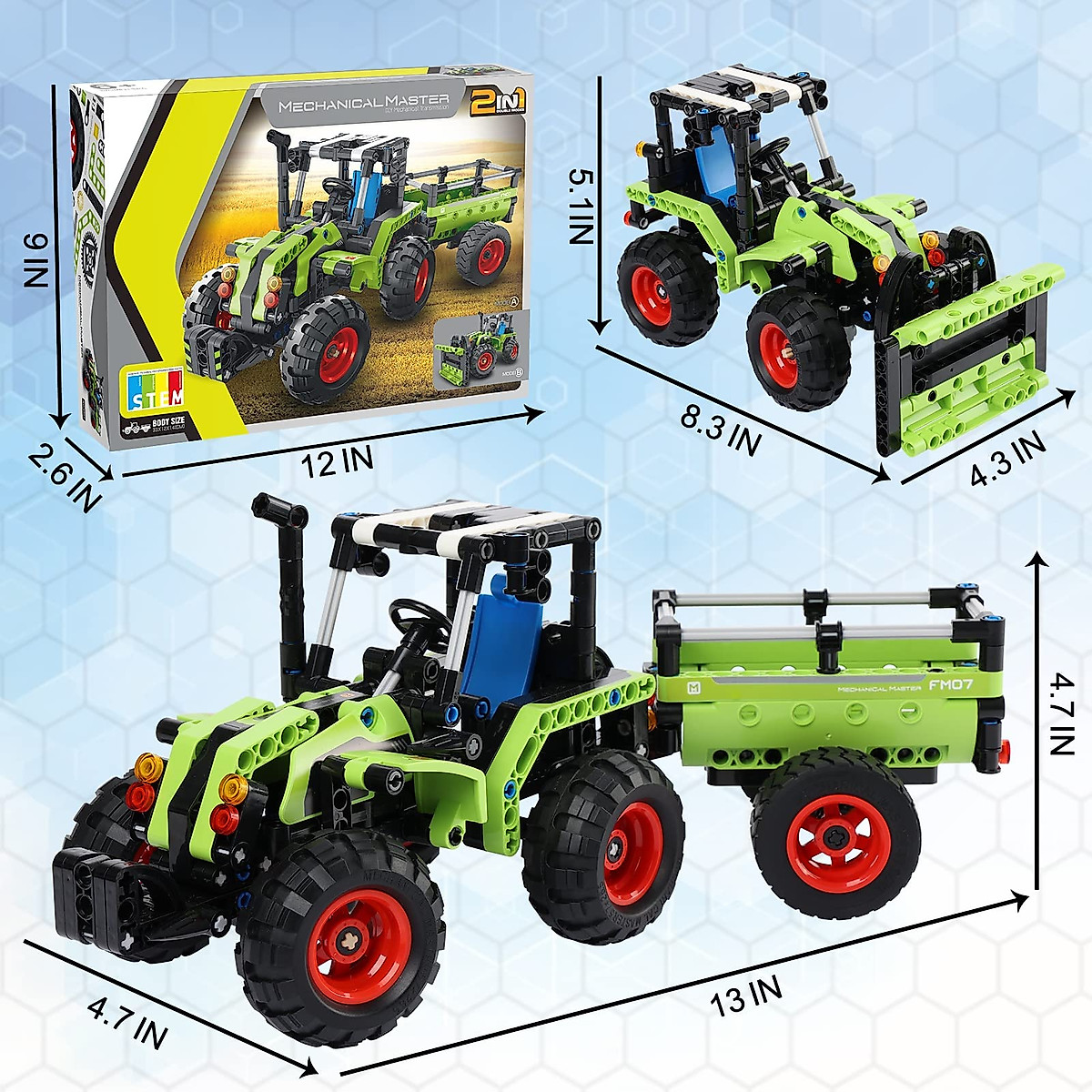 DDAI STEM Building Blocks Toys Gifts for Age 6, 7, 8, 9, 10, 11, 12 Boys and Girls, DIY Building Bricks, Ideal gift for birthday, STEM Engineering Construction RC Toy, 2 in 1 Model