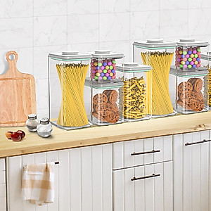 Yukaione Airtight Food Storage Containers Set (4-Pack) – One-Button Pop-Up Lids, BPA-Free, Stackable Dry Food Containers for Pantry, Flour, Sugar, Cereal, Coffee & Snacks – Dishwasher Safe