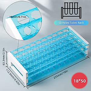 Annhua Test Tube Rack Plastic for 18 mm Tubes Holder Tray, Holds 50, Lab Tube Holder Rack Tube Stand for Sicence Laboratory, Classroom and Home Use - Detachable, Rack Only